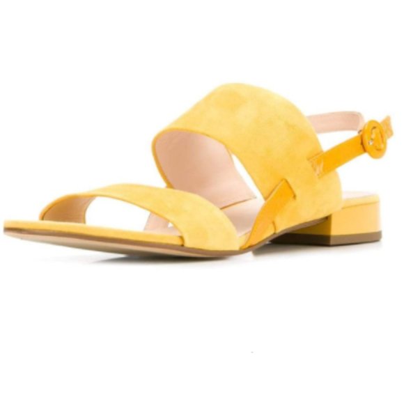 Shoes | S Ydn Yellow Open Toe Slingback Buckle Block Low Heel Sandals ...